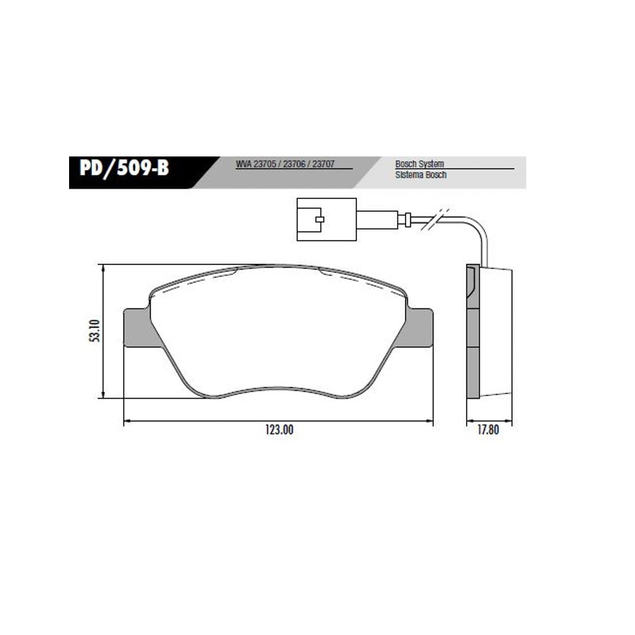 JOGO PASTILHA DE FREIO DIANTEIRA FIAT 500, STILO - PD/509-B - COMERCIAL LIG