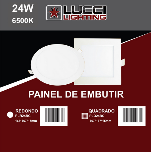 Painel de LED Embutir 24W Quadrado 6500K - Lucci Lighting