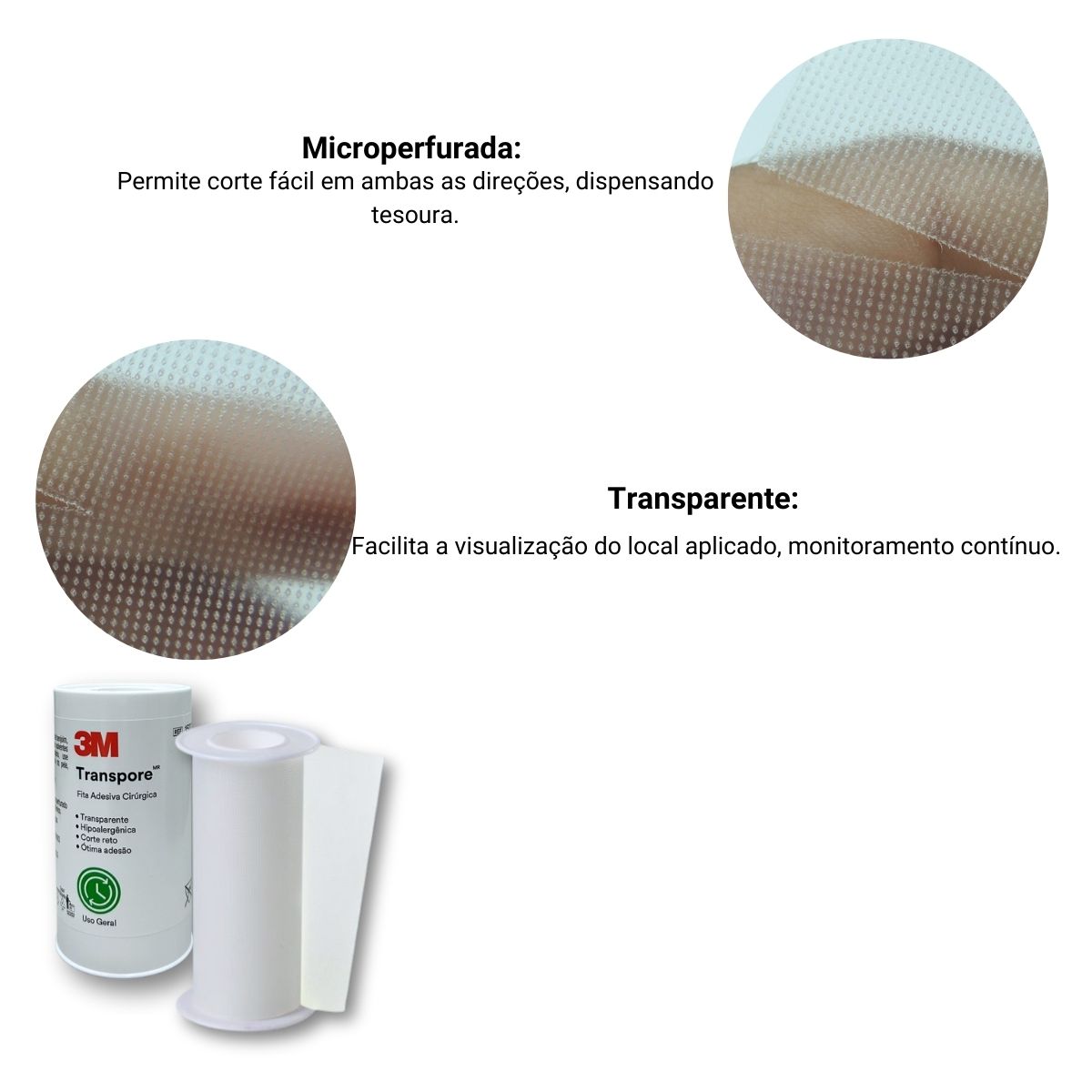 Fita Adesiva Cirúrgica Transpore 10cm x 4,5m - 3M - RareMed Hospitalar