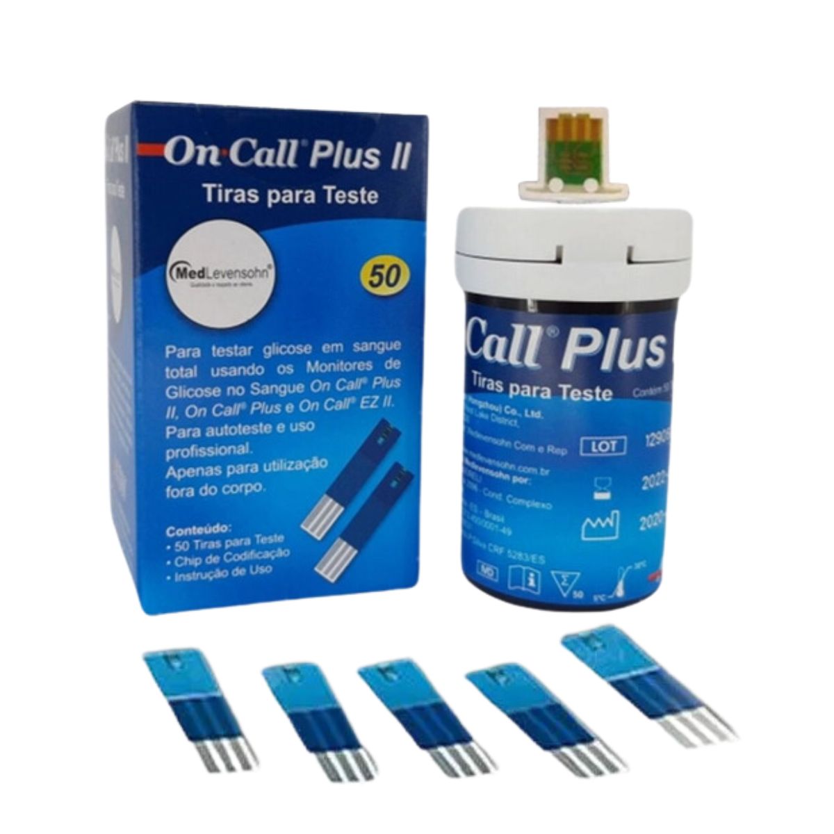 Kit Medidor de Glicose On Call Plus 2 +50 Tiras +100 Lancetas +Caneta - RareMed Hospitalar