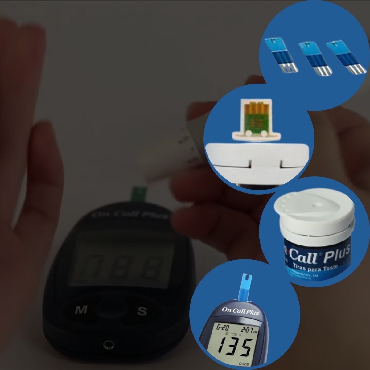 Kit Medidor de Glicose On Call Plus 2 +50 Tiras +100 Lancetas +Caneta ...