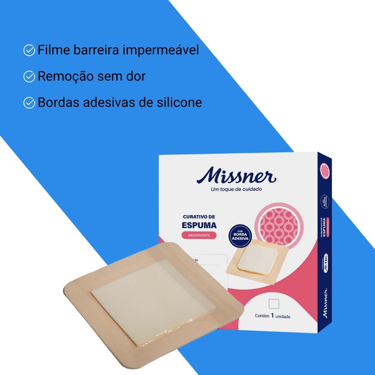 Curativo Espuma Absorvente Border M-Tec Missner - Unidade - RareMed ...
