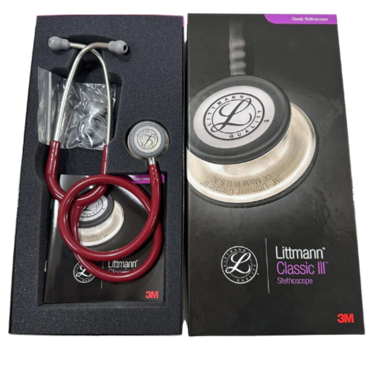 Estetoscópio Littmann Classic III Vinho 5627 - 3M - RareMed Hospitalar
