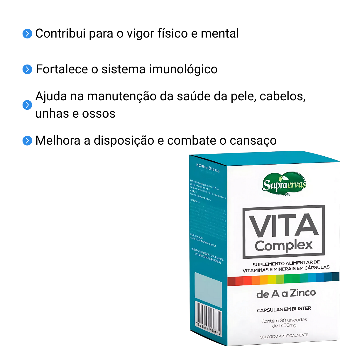 Vita Complex A-Z Polivitaminico - 30 caps - Supraervas - RareMed Hospitalar