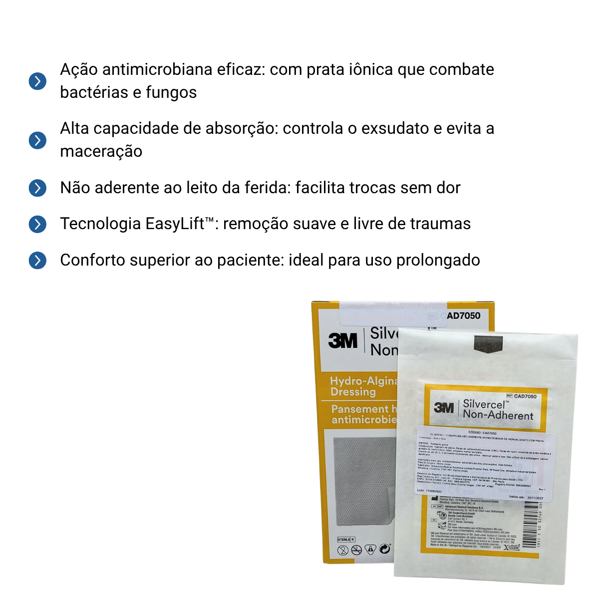 Silvercel Não Aderente Hydro- Alginato 5cm x 5cm - 3M - RareMed Hospitalar