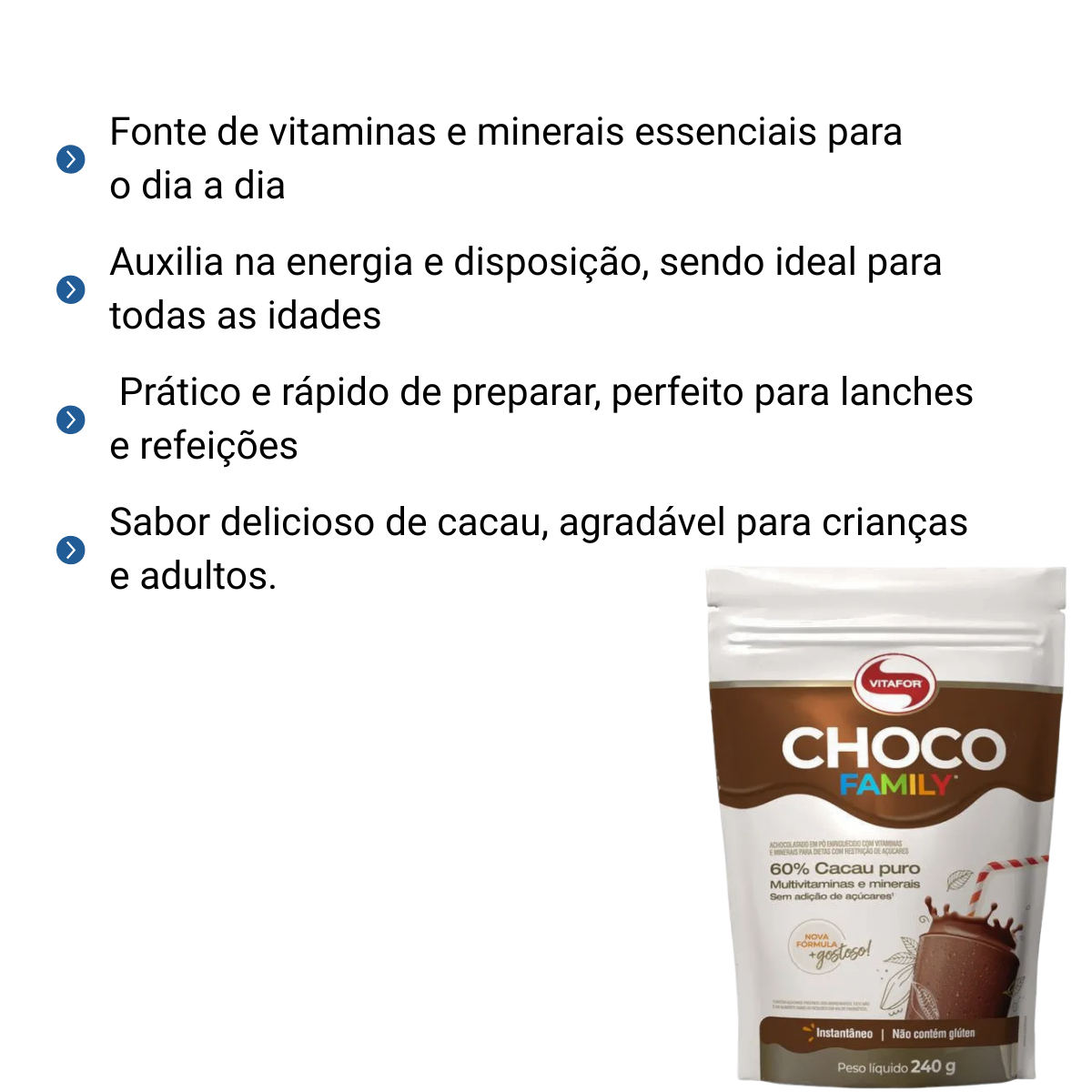 Choco family - Pouch 240g - Vitafor - RareMed Hospitalar