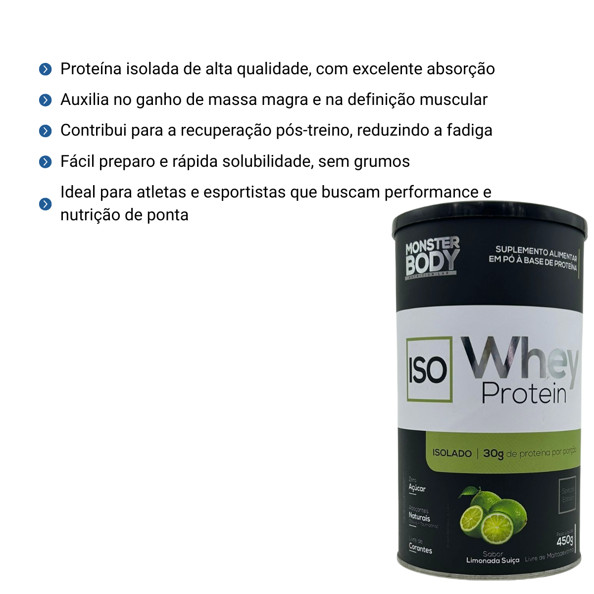 Iso Whey Protein Limonada Suiça 450g - Monster Body - Supraervas ...