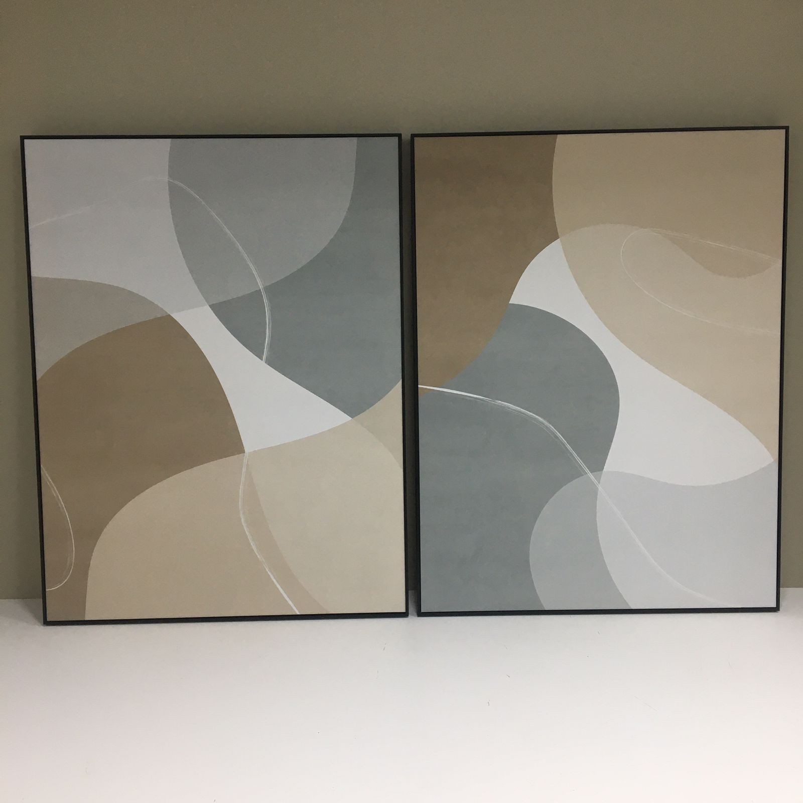 Conjunto de 2 quadros abstratos tons azul pastel- Quatro Lados - Quatro ...