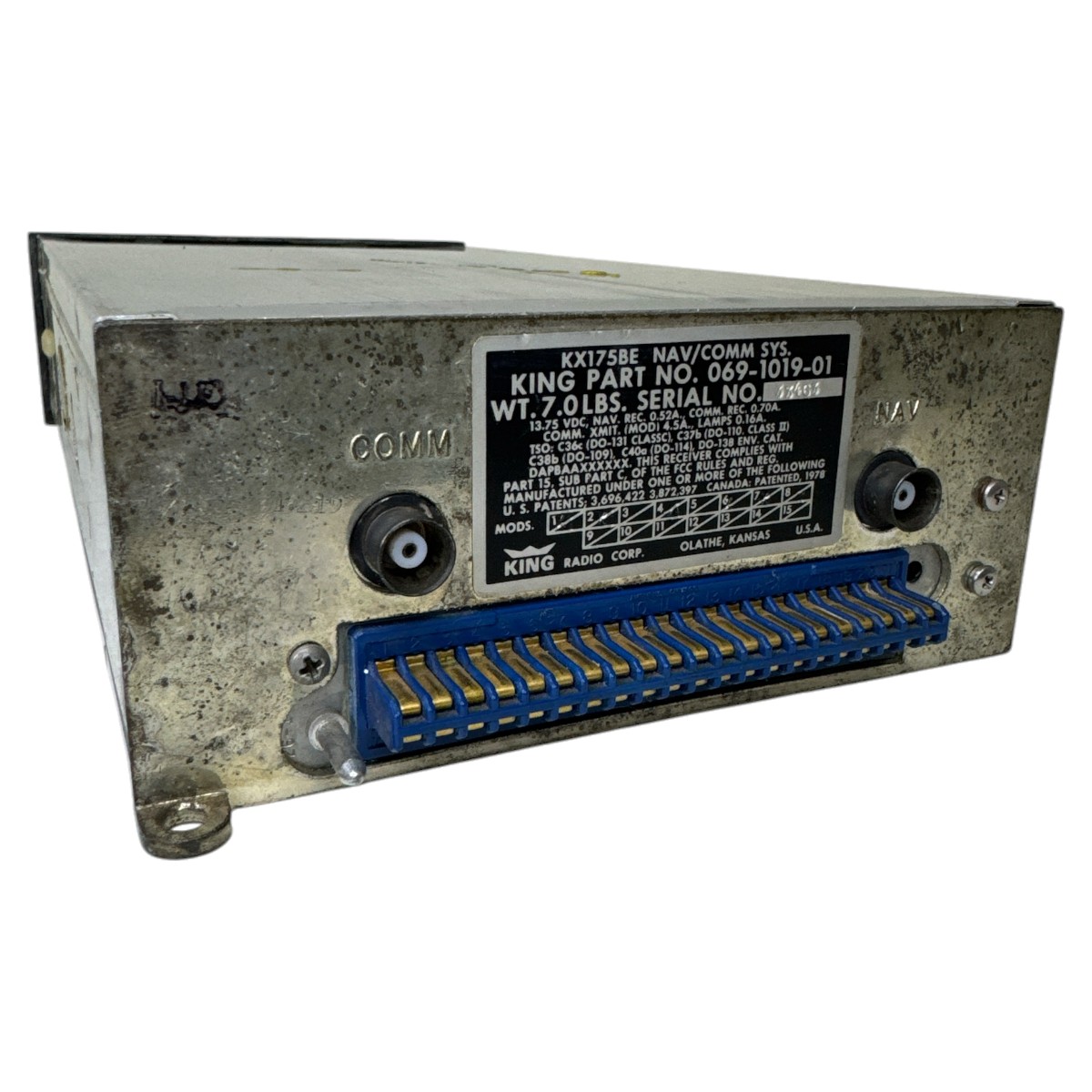 RADIO NAV/COMM - KX-175BE - KING (P/N 069-1019-01 I S/N 33463) - NEWIRE ...