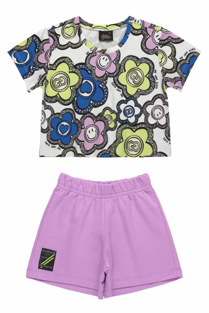Conjunto Juvenil Feminino com Flores e Carinhas da Gloss - Tipinhos ...