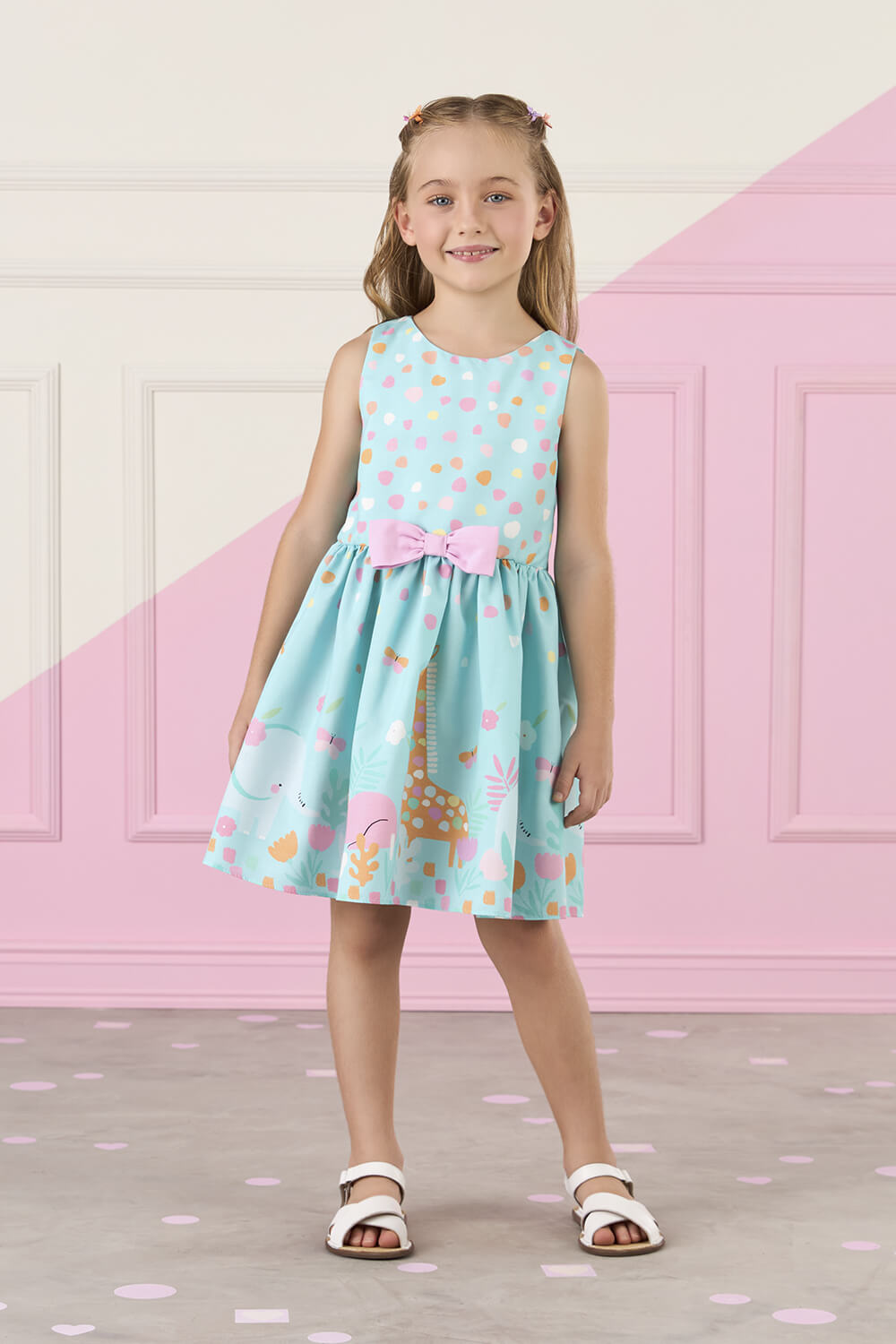 Vestido Infantil Azul Safari da Mon Sucré Bolinhas Coloridas - Tipinhos ...