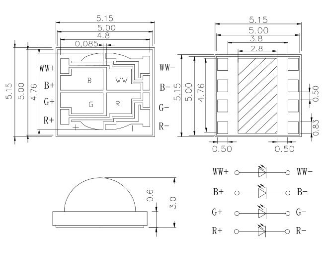 Power LED 12W RGBWW 5050 SMD K2978 - DUALSHOP® Automação Industrial