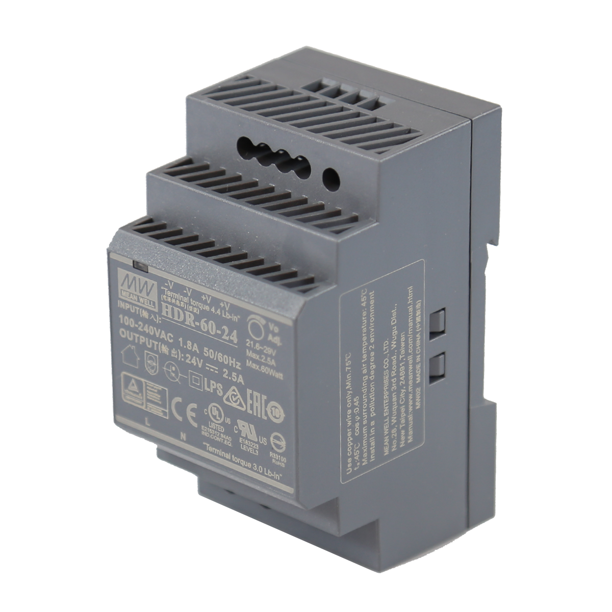 FONTE DE ALIMENTAÇÃO PARA TRILHO DIN MODELO HDR-60-24 - DUALSHOP ...