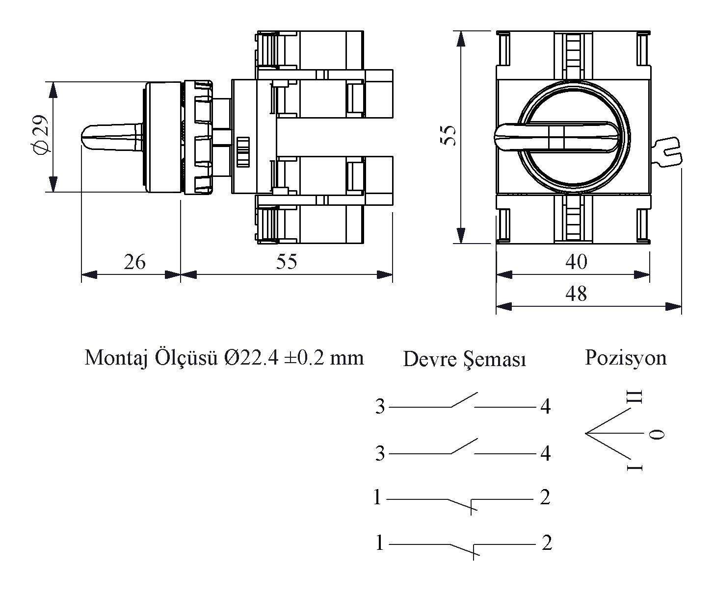 Chave Seletora 3 Posições Com Retenção 2NO+2NC (2-0-1) - DUALSHOP ...