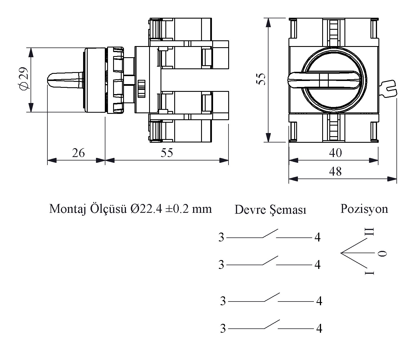 Chave Seletora 3 Posições Com Retenção 2NO+2NO (2-0-1) 60° - DUALSHOP ...