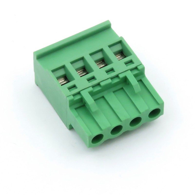 Plugue para conector 10A 320V passo 5.08mm 4 pólos fêmea verde 180 graus 2EDGKA-5.08-04P-14 ...