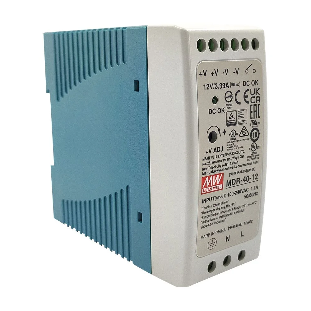Fonte para trilho DIN 12V 3.33A modelo MDR-40-12 MEANWELL - DUALSHOP ...