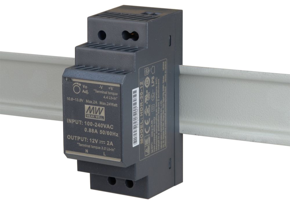 Fonte para trilho DIN 12V 2A modelo HDR-30-12 MEANWELL - DUALSHOP ...