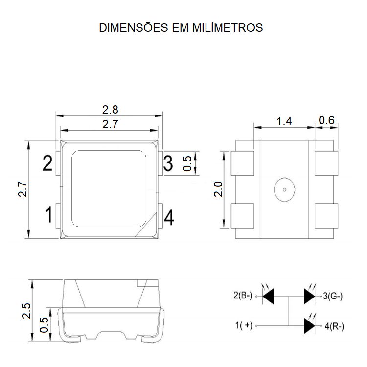 LED RGB 2727 SMD ANODO COMUM FRENTE PRETA K2784 - DUALSHOP® Automação ...