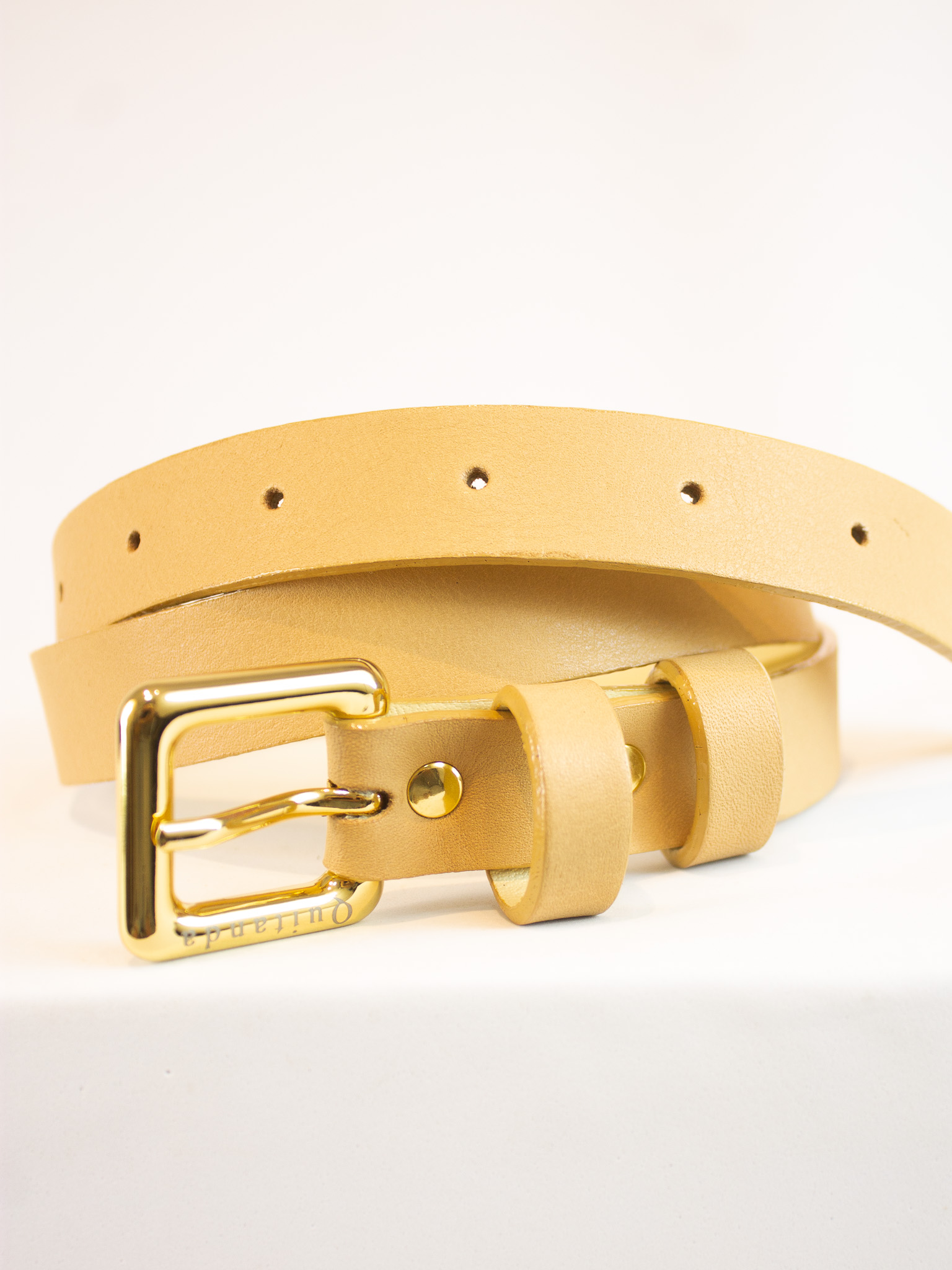 Cinto Feminino de Couro Bege - Quitanda Couro