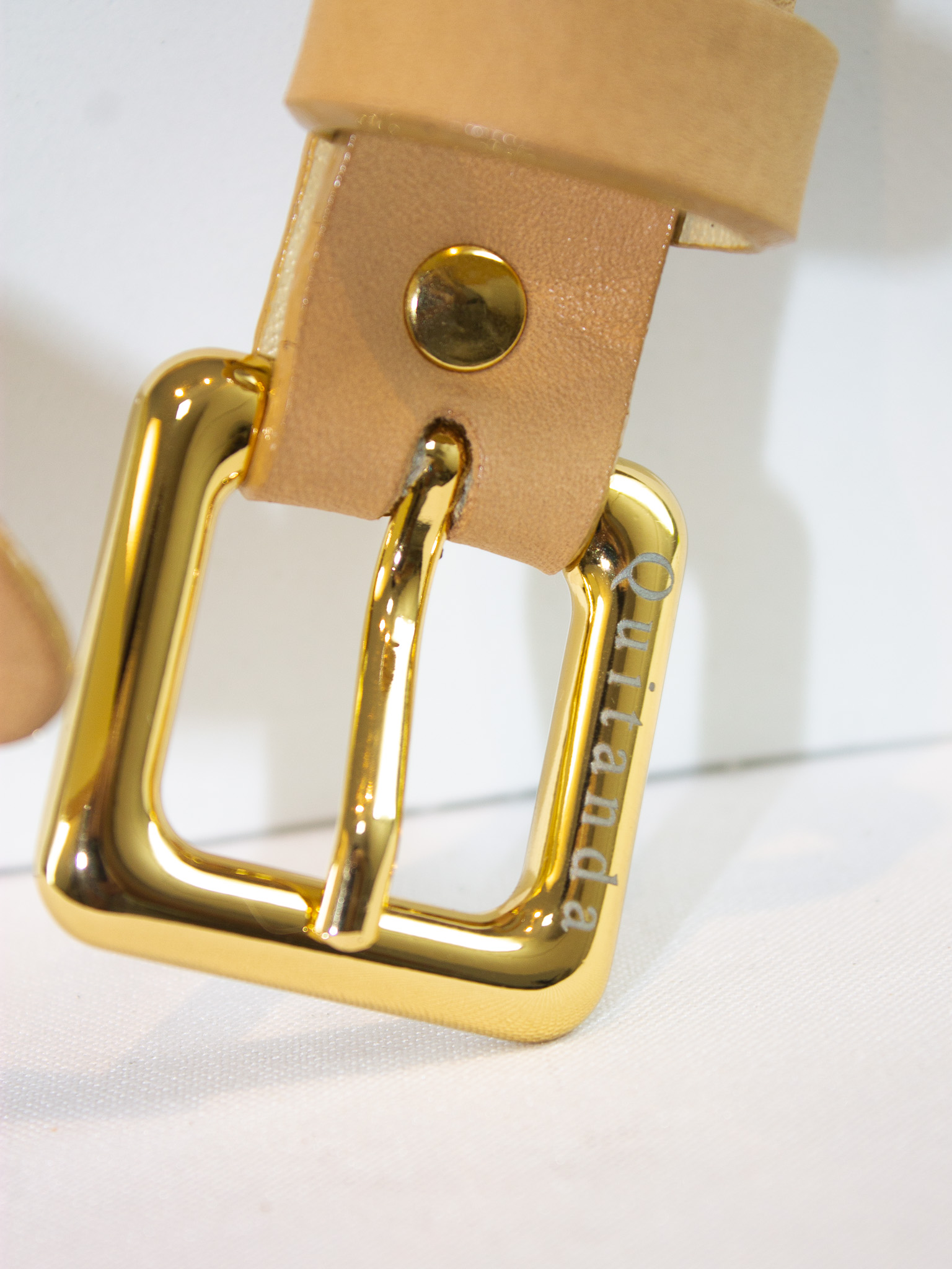 Cinto Feminino de Couro Bege - Quitanda Couro