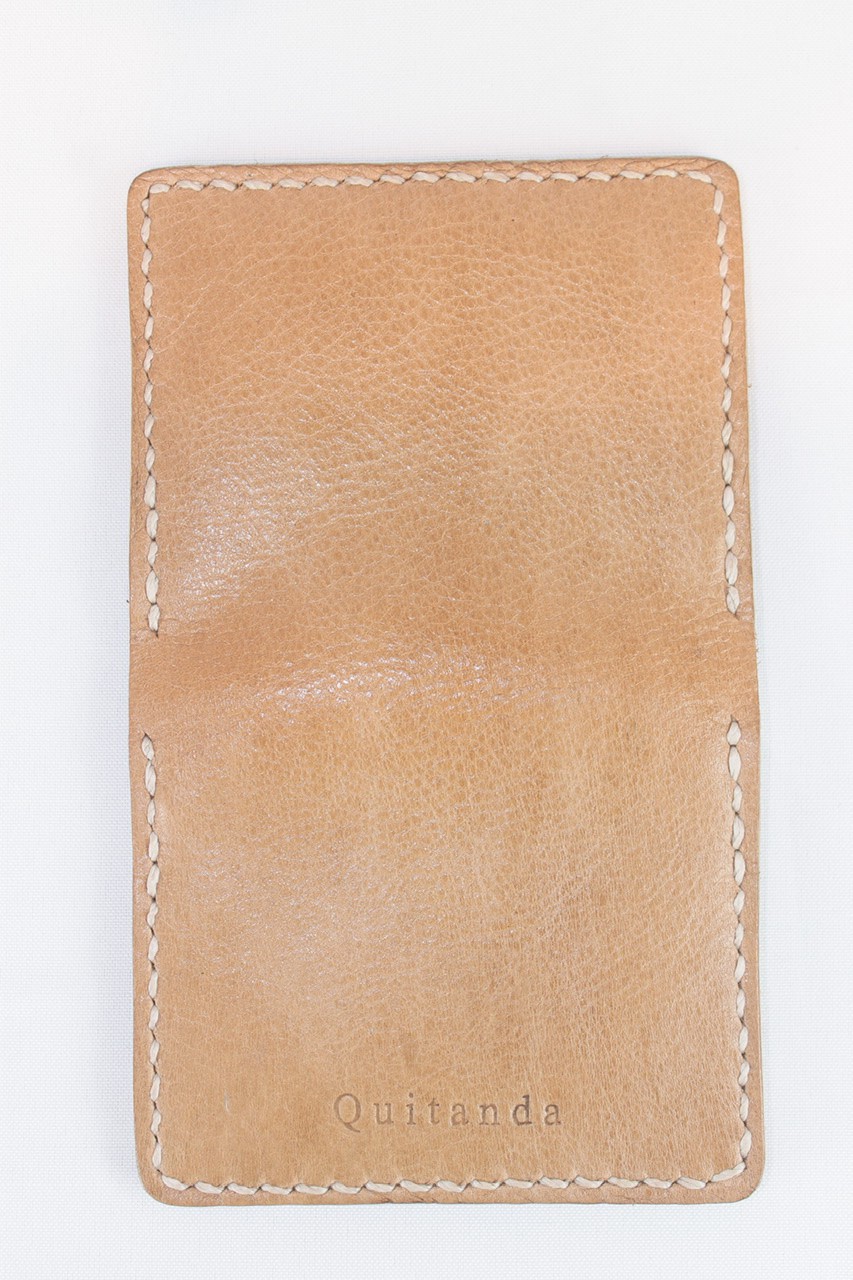 Carteira Compacta de Couro Bege - Quitanda Couro