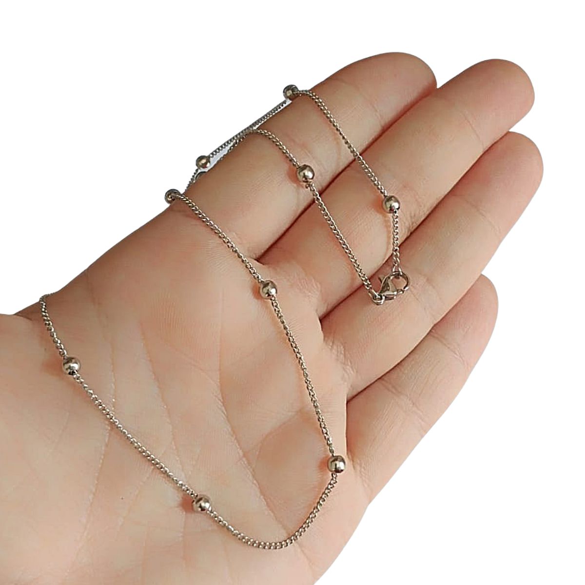COLAR DE BOLINHA AÇO INOX ANTIALÉRGICO ELINHOS 45 CM - Moriá Joias em ...