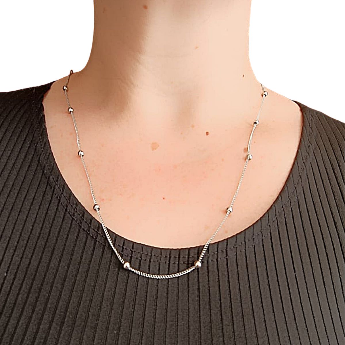 COLAR DE BOLINHA AÇO INOX ANTIALÉRGICO ELINHOS 60 CM - Moriá Joias em ...