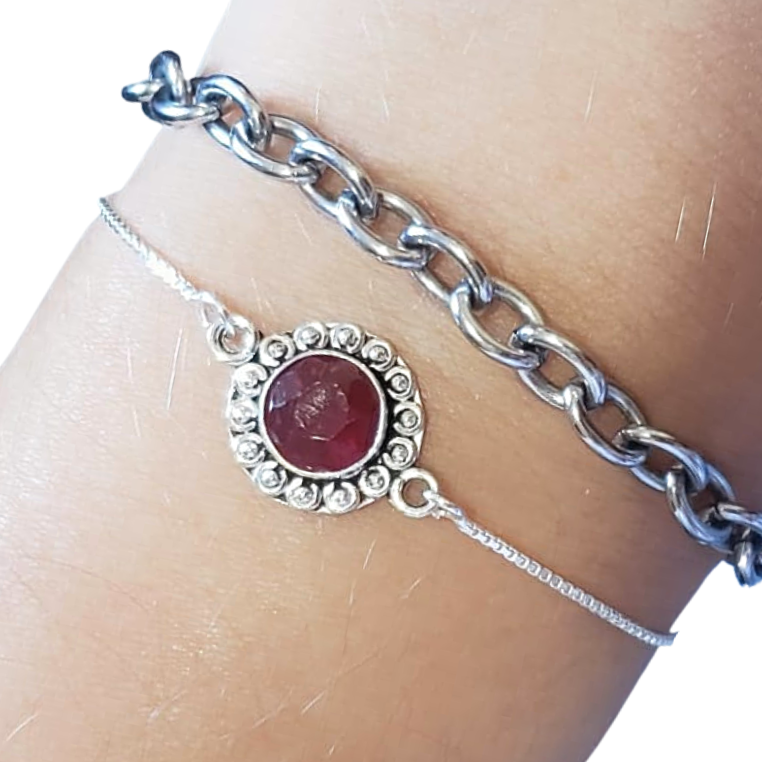 PULSEIRA DE PRATA DE BALI STILLUS RED - RUBI INDIANO - Moriá Joias em ...