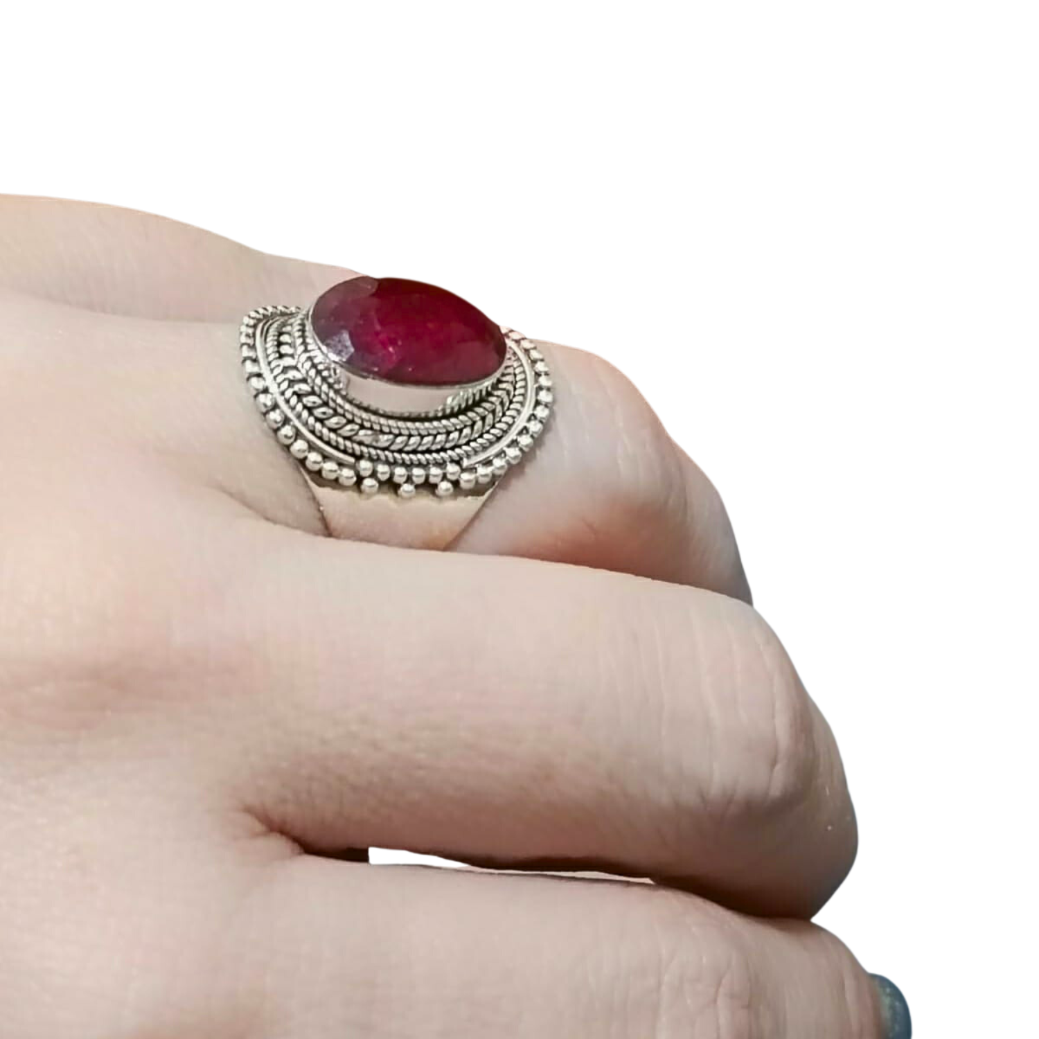 ANEL DE PRATA BALI COM PEDRA RUBI INDIANO LEGÍTIMO - Moriá Joias em Aço ...