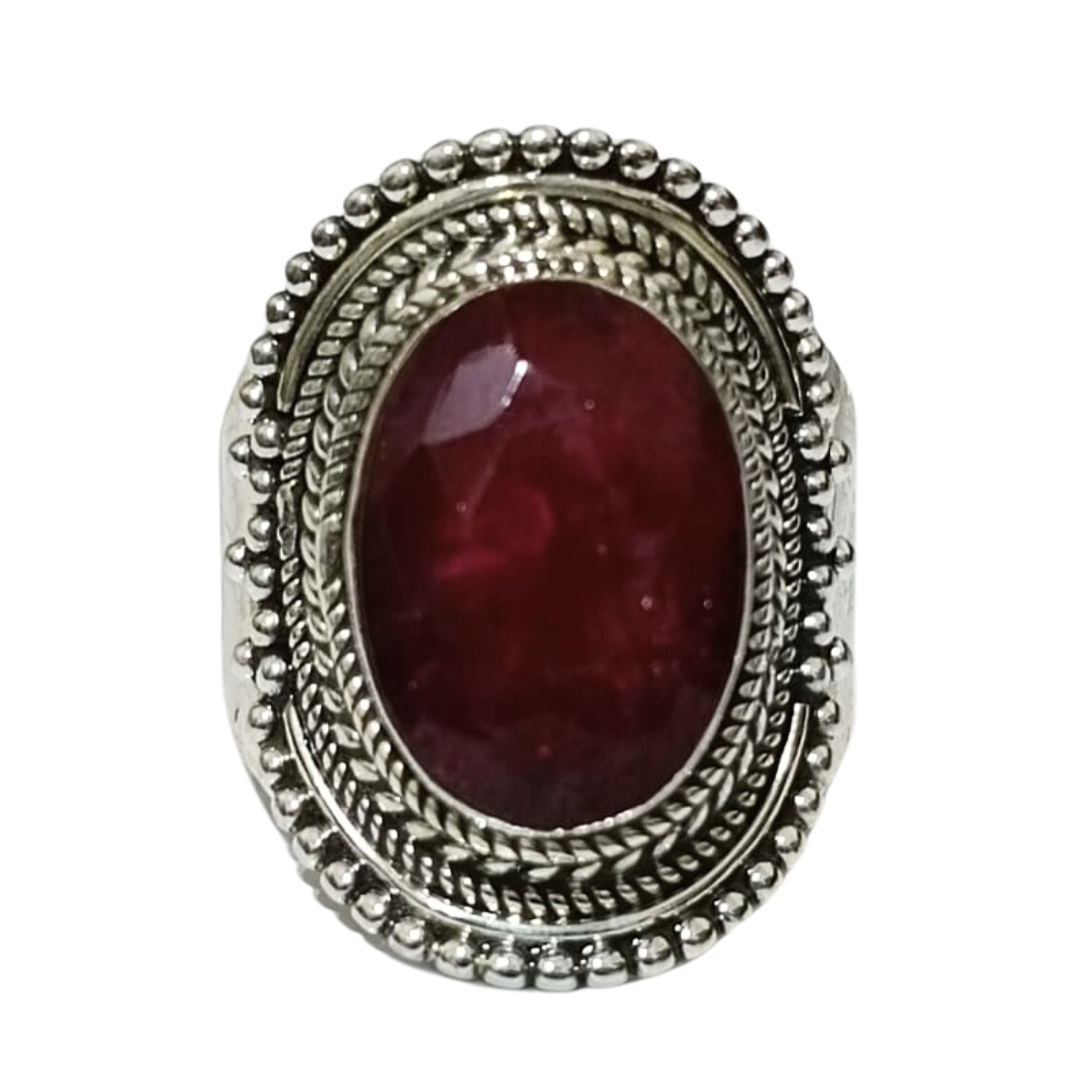 ANEL DE PRATA BALI COM PEDRA RUBI INDIANO LEGÍTIMO - Moriá Joias em Aço ...