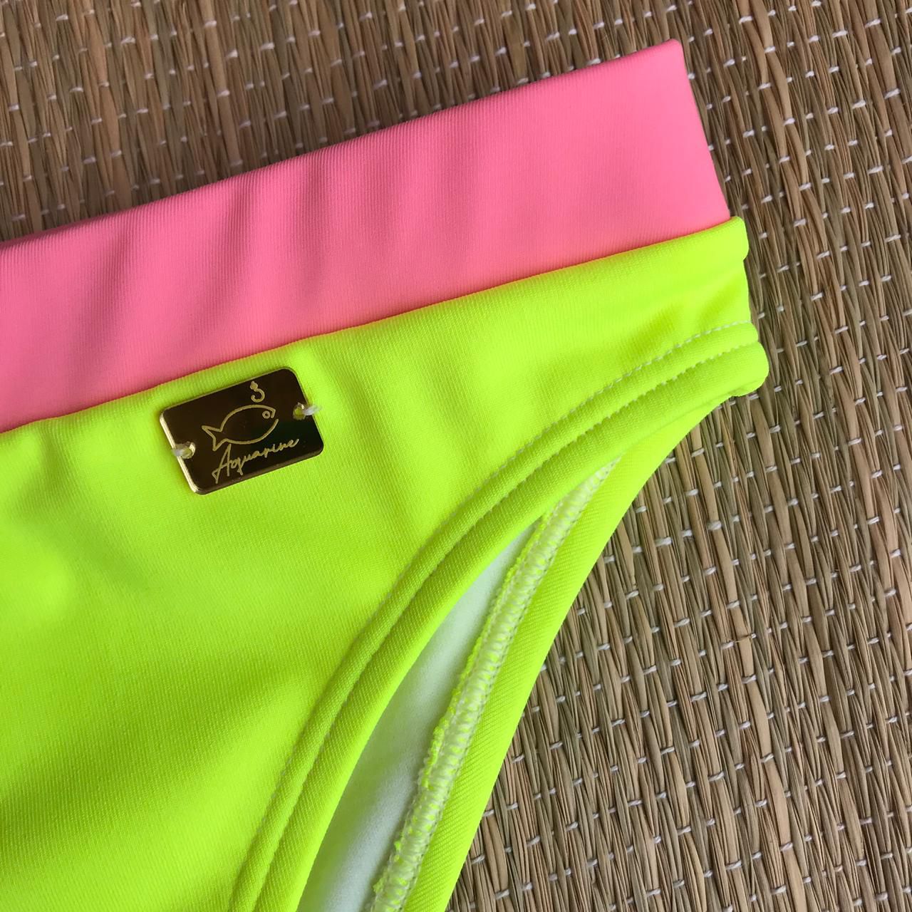 Sunga Duo Neon com Rosa Chiclete - PowerSlip - Aquarine