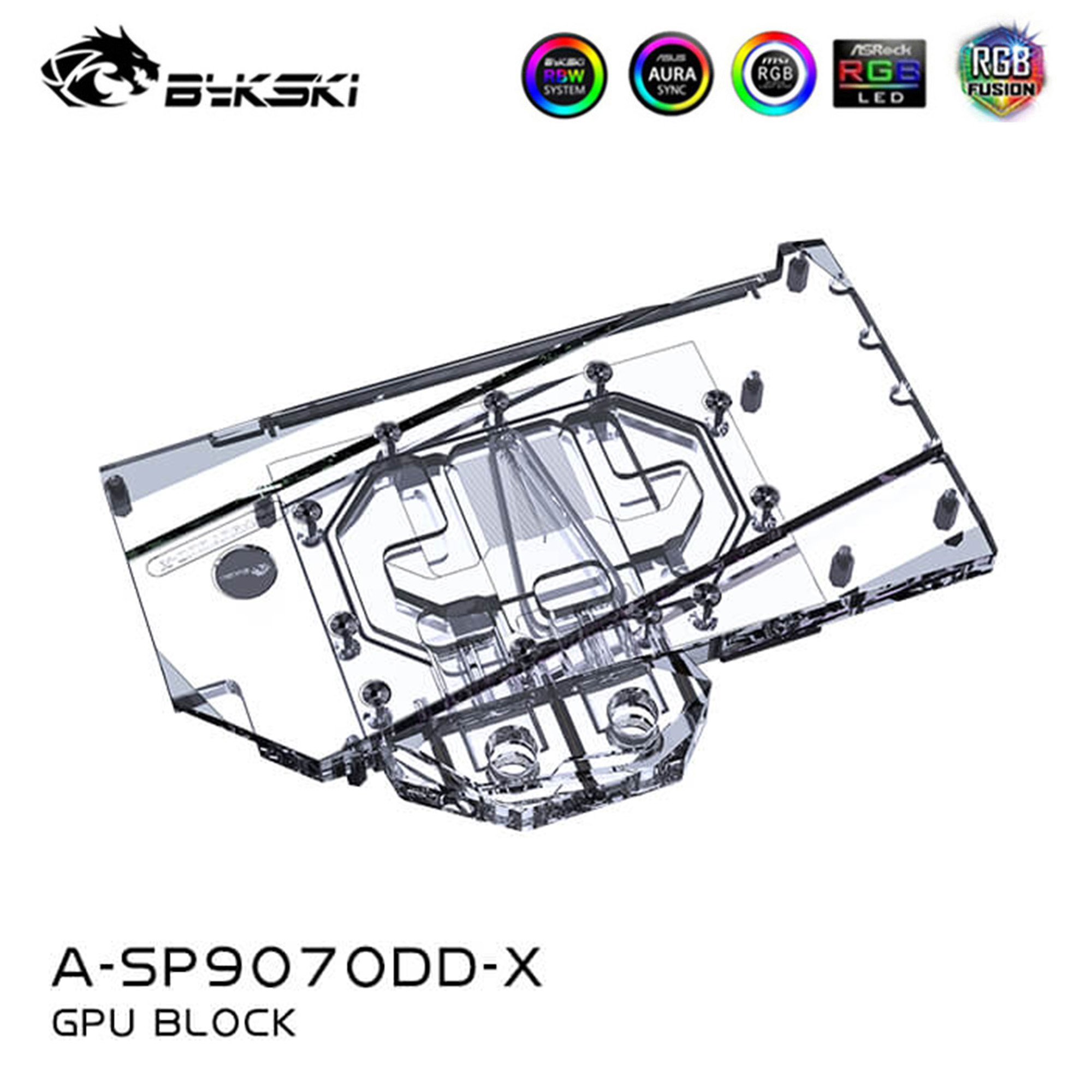 GPU Block Sapphire RX 9070 XT Bykski RGB - Power UP Water Cooler - De ...