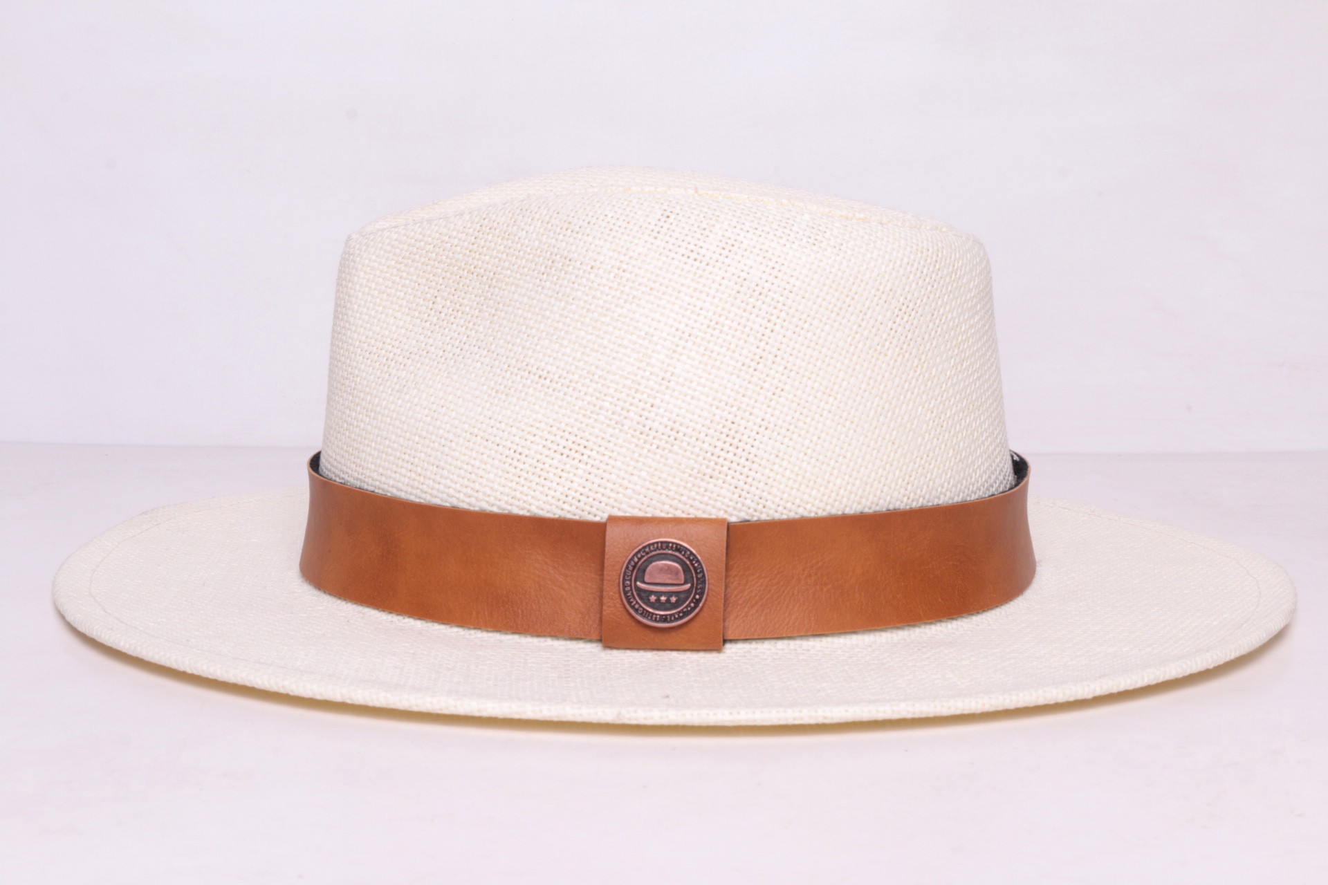 Chapéu Panamá Palha Rígida Creme Aba Média 7cm Faixa Caramelo - Coleção ...