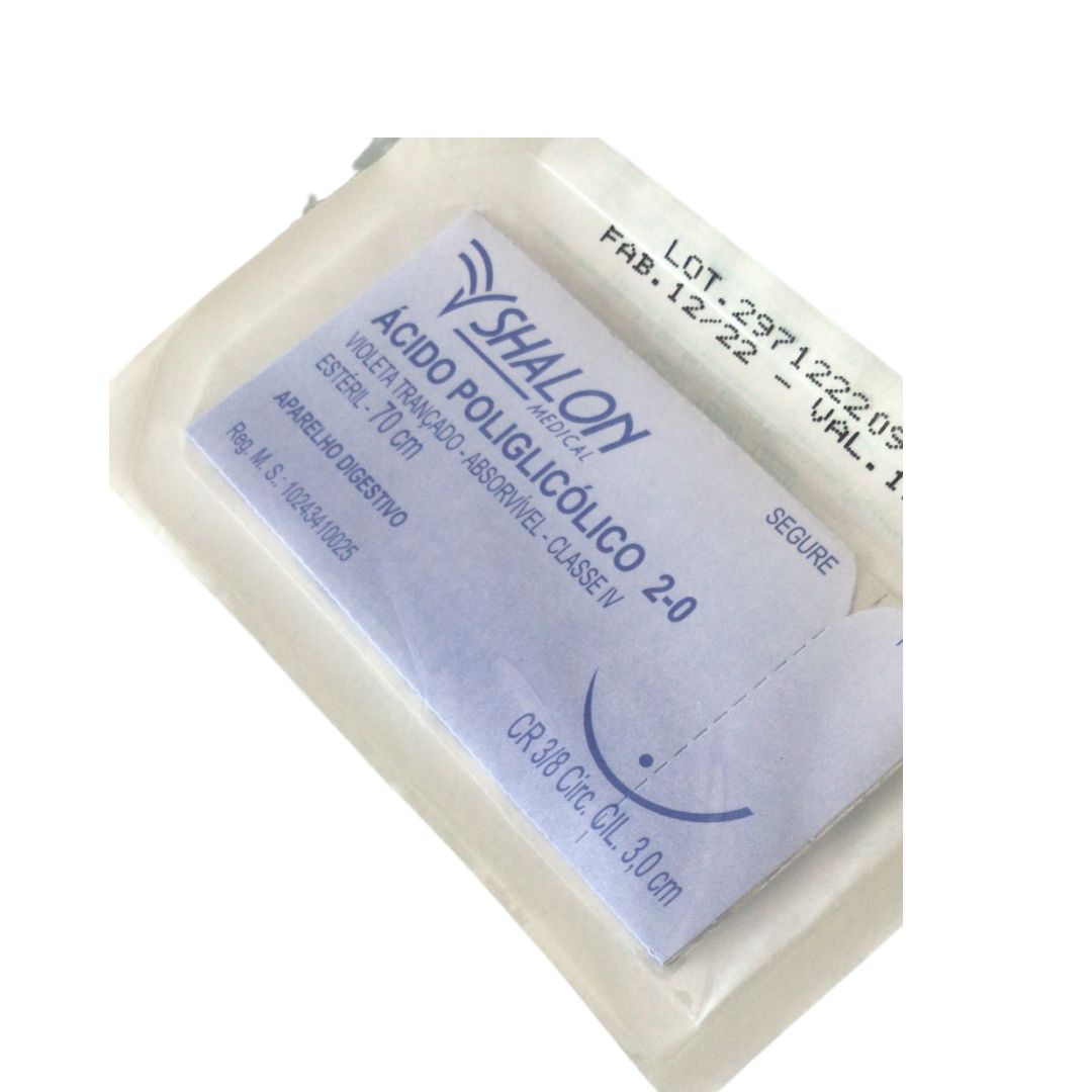 Fio Acido Poliglicolico 2-0 C/Ag.3 Cm 70Cm - Shalon - Loja.EniFar