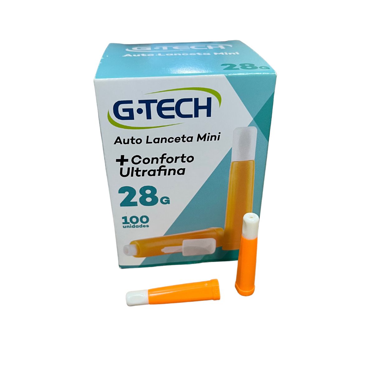 Lanceta Auto 28G Mini Cx C/ 100 Un - G-Tech - Loja.EniFar