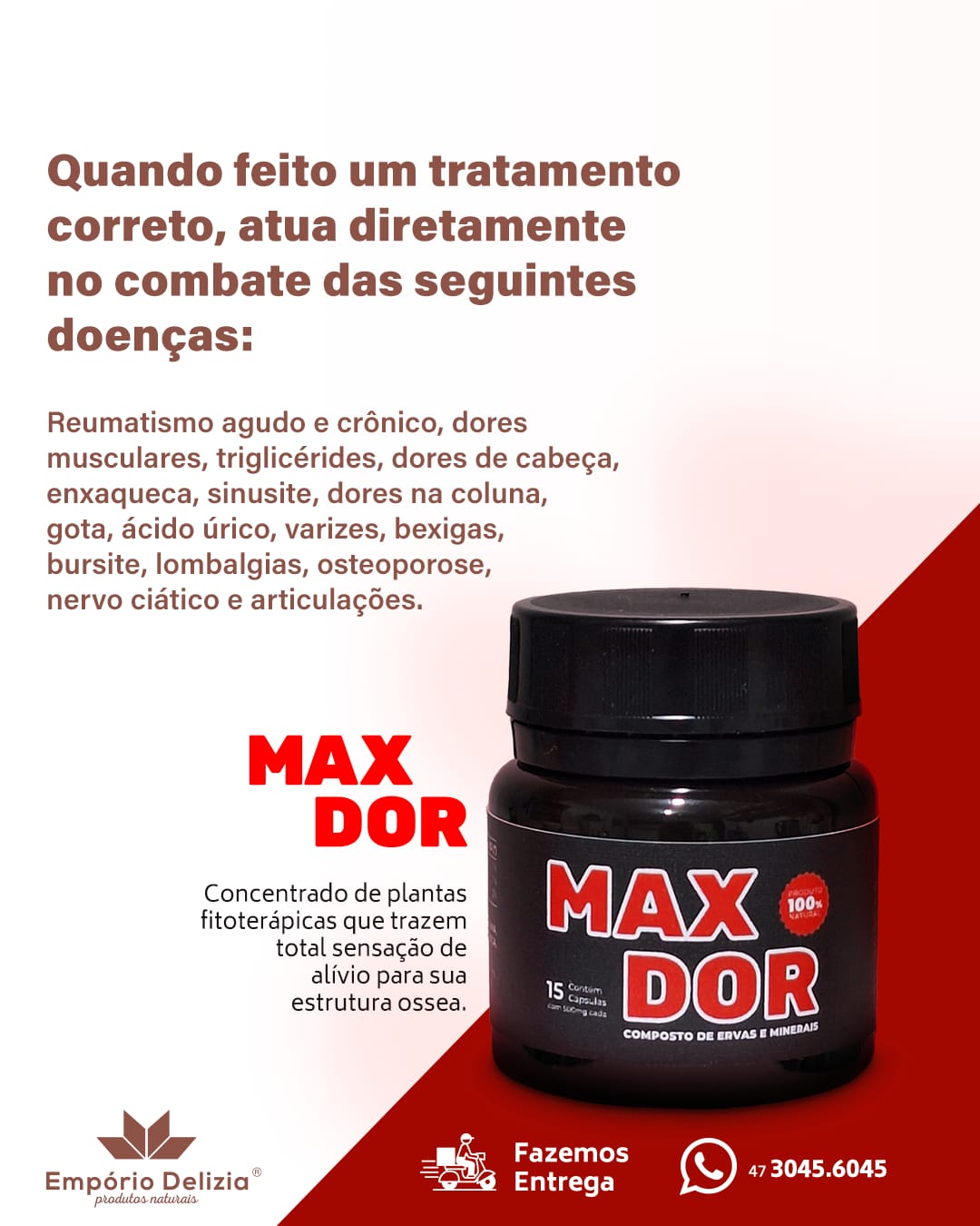 MAX DOR Suplemento Composto Ervas e Minerais - Frasco com 15 cápsulas ...