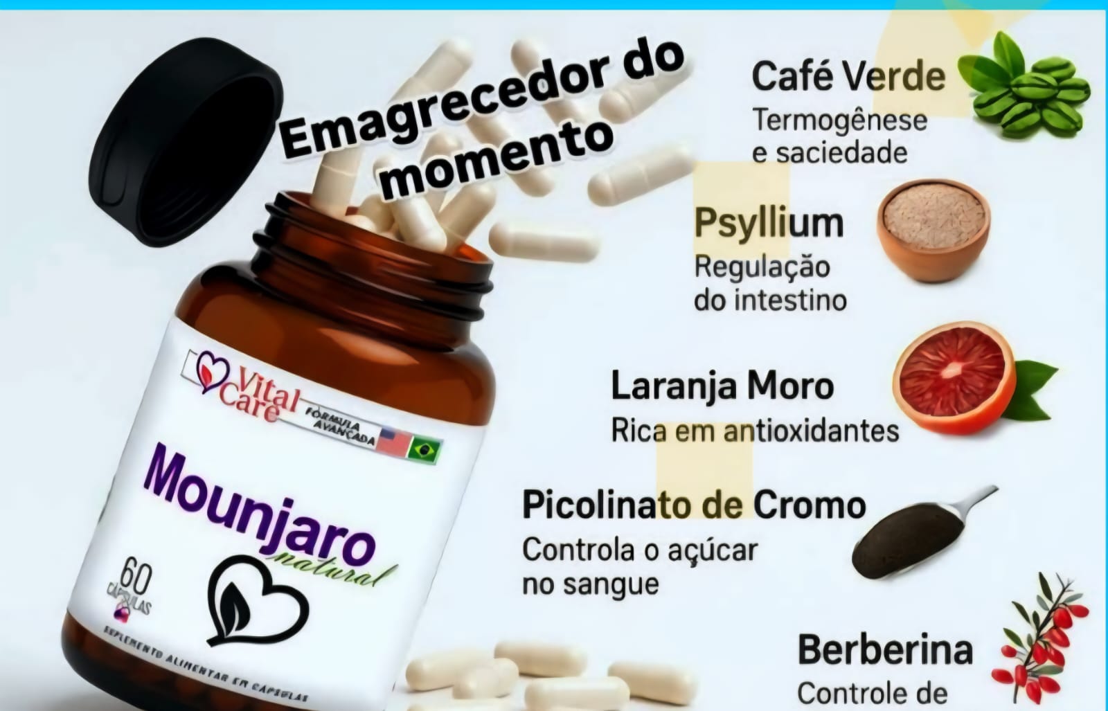 Mounjaro Natural 60 cápsulas 735mg - Empório Delizia Produtos Naturais