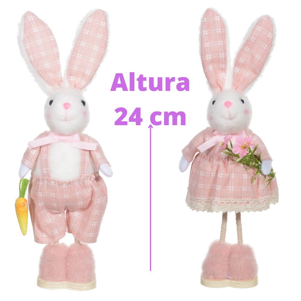 Decoração Páscoa Sr. e Sra. Casal Coelho Frufu 24 cm - Detalhes ...