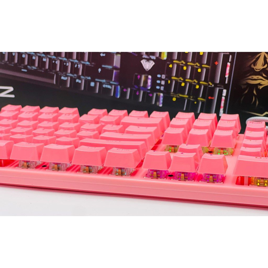 Teclado Gamer Mecânico original Cor Rosa c/fio LED RGB SWITCH AZUL AULA ...