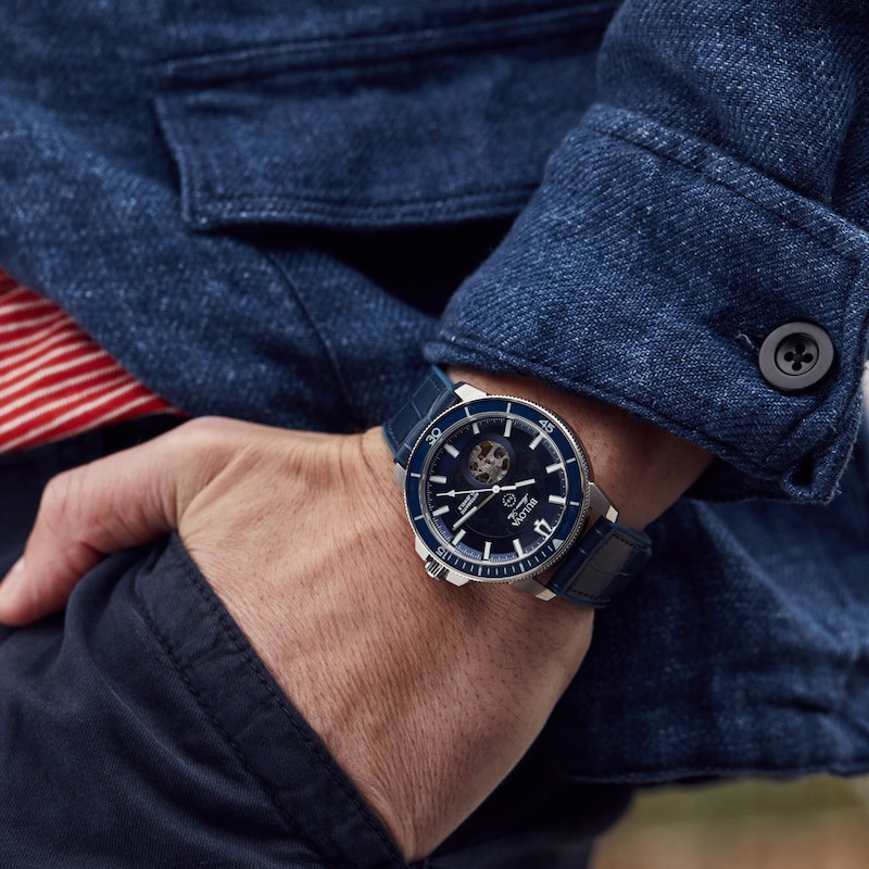 Relógio Bulova Marine Star Automático 96A291 – Azul Open Heart ...