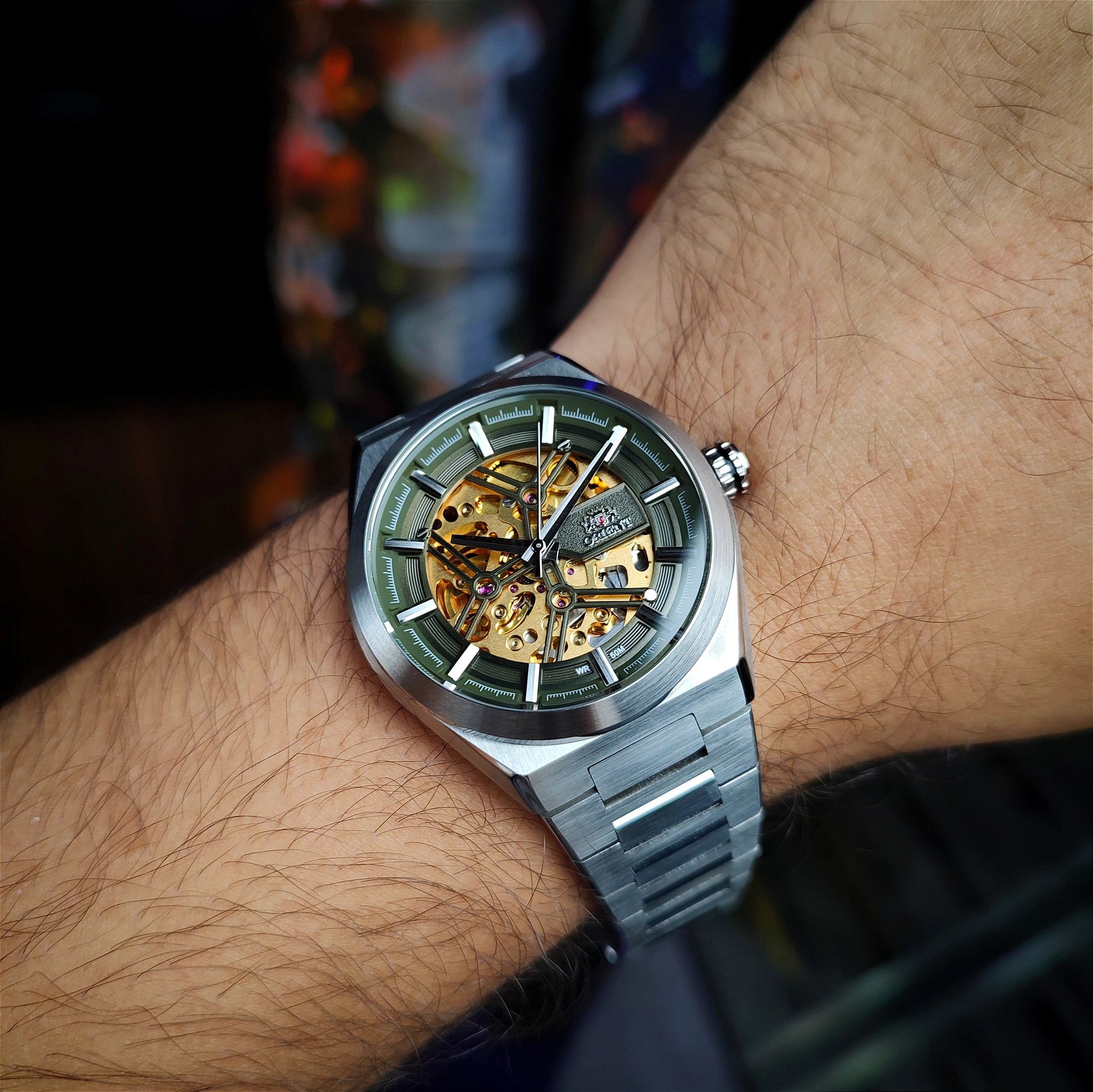 Orient Skeleton NH7SS005 Automático Verde Dourado - Relojoaria Impala ...