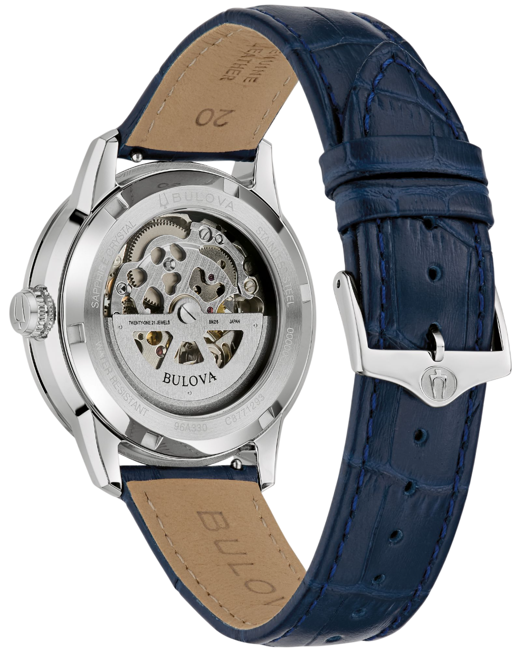 Bulova Sutton Automático 96A330 – Mostrador prata esqueleto ...