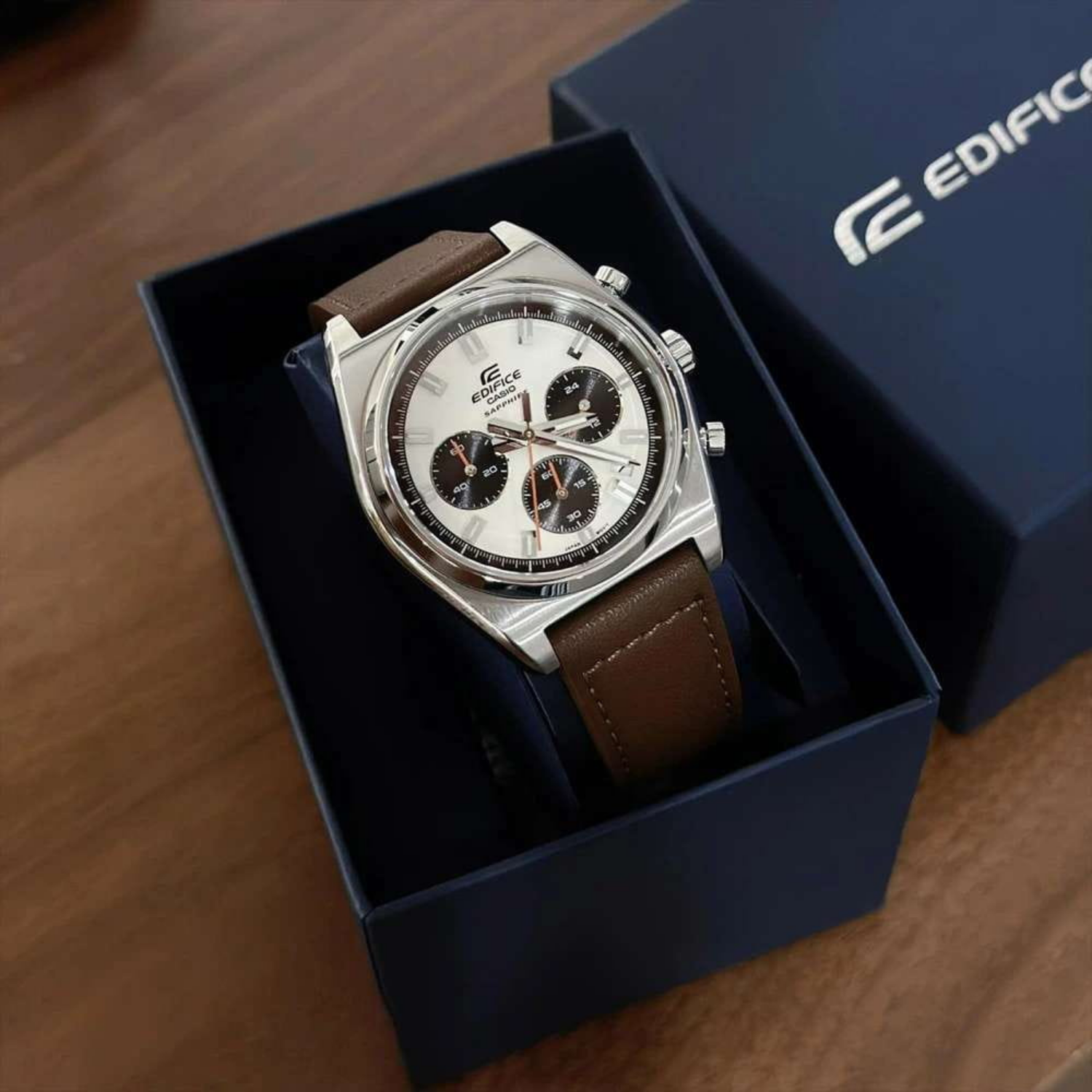 Relógio Casio Edifice EFB-730L-7AVUDF – Cronógrafo Quartzo Aço & Couro ...