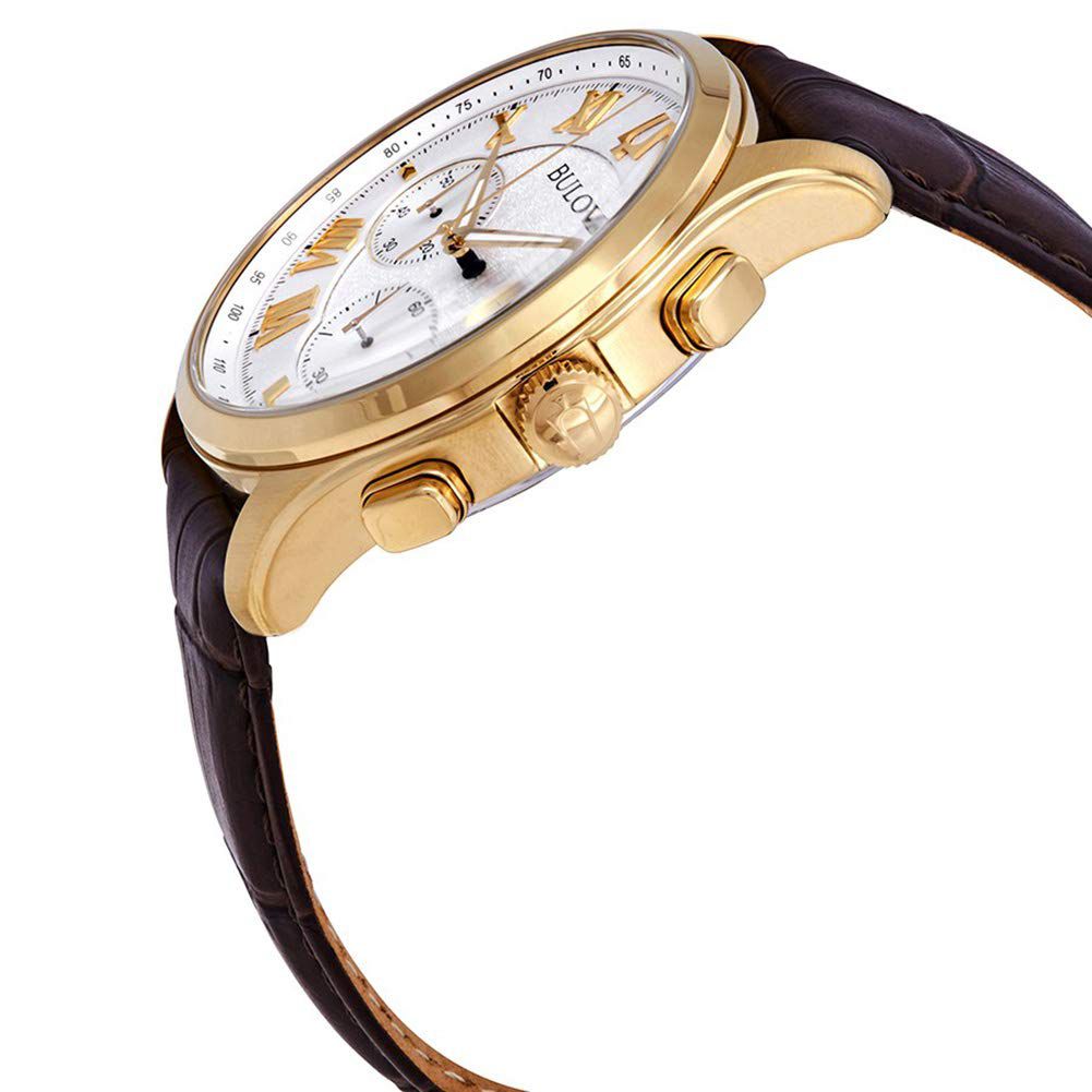 Bulova Wilton 97B169 Cronógrafo Branco Gelo Couro Marrom - Relojoaria ...