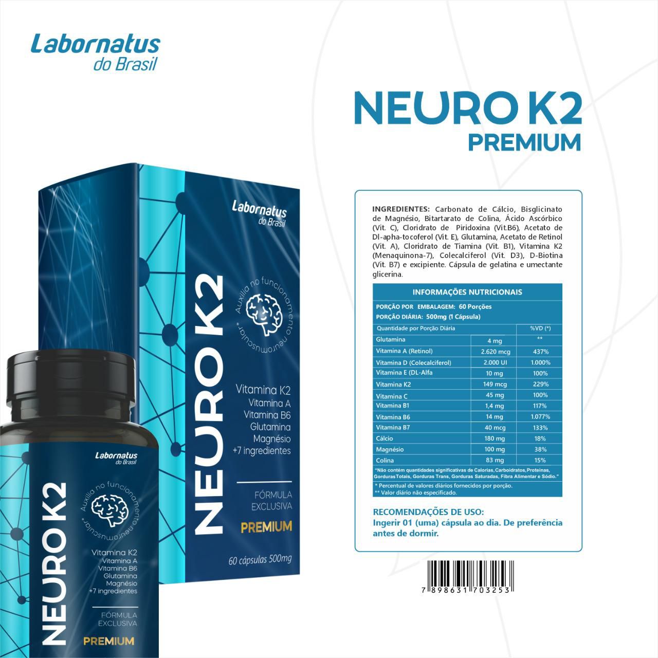 Neuro K2 60cáps 500mg Labornatus - Status Verde