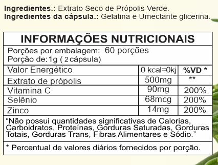 Própolis verde 60 Cápsulas 500mg Status Verde - Status Verde