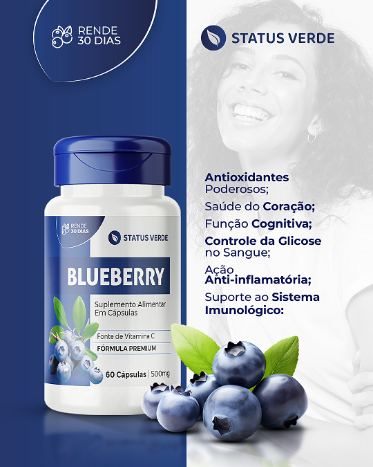Blueberry 120 Cápsulas 500mg - Status Verde | Suplemento Antioxidante ...