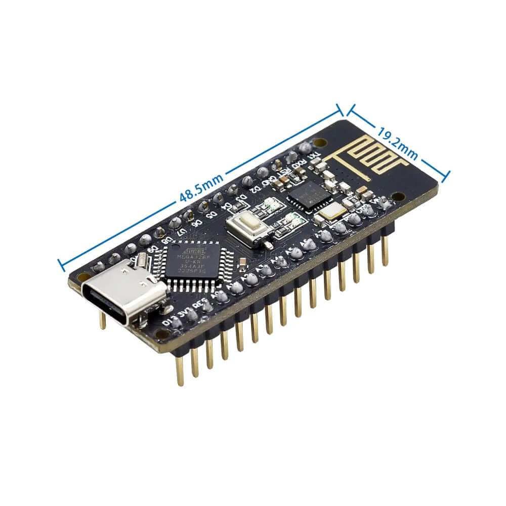 Placa Nano Rf Nrf24l01 Atmega328p Arduino Compatível Usb Tipo C Bit Maker Arduinos Módulos