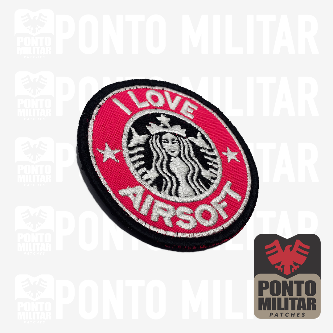 I love Airsoft - Eu Amo Airsoft Patch Bordado Redondo 8cm - Ponto Militar - Patches Militares ...